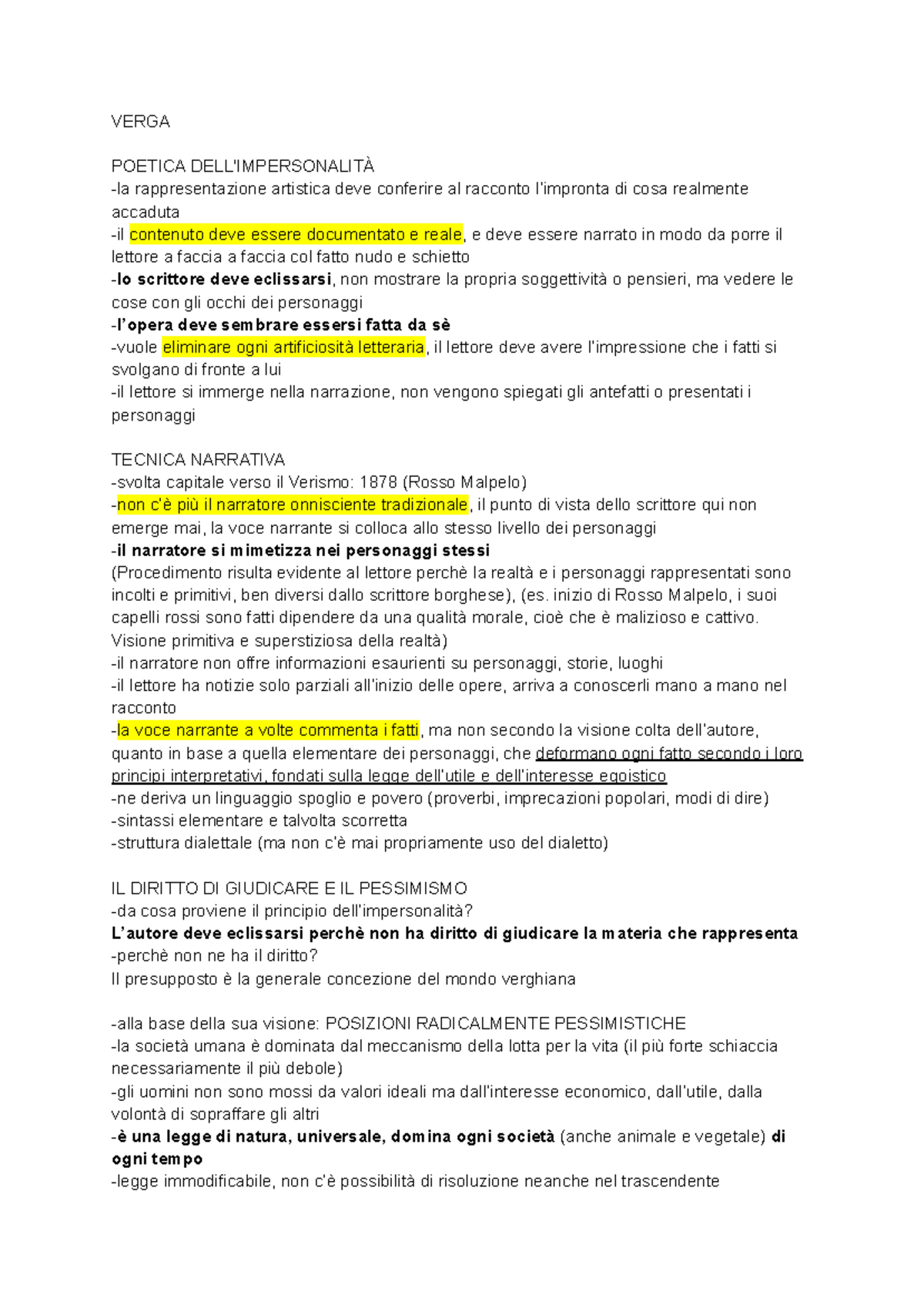 Verga - Riassunto delle pagine inerenti all'autore per paragrafi ...