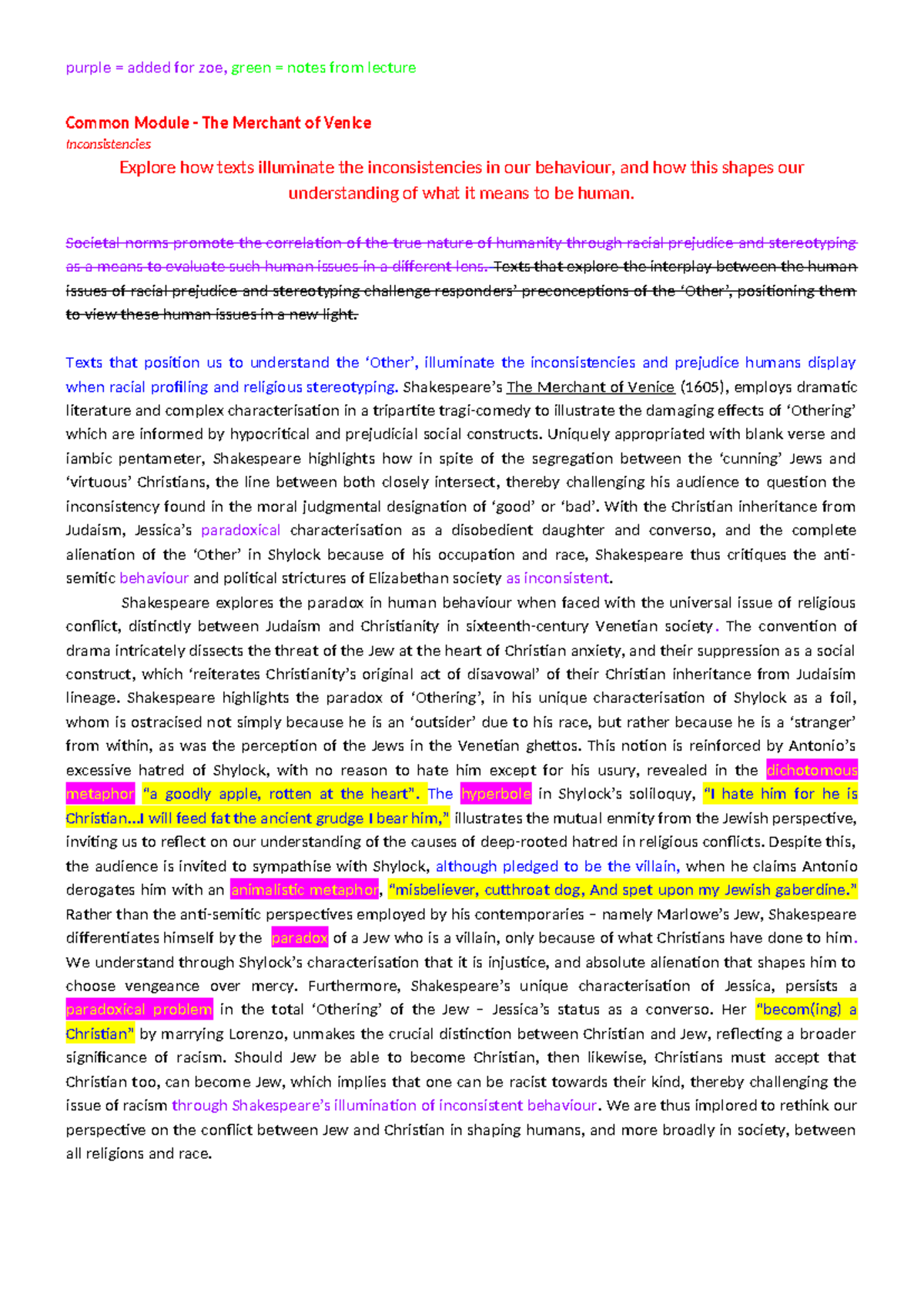 Common Module Essay: Inconsistencies & Human Qualities in The Merchant ...