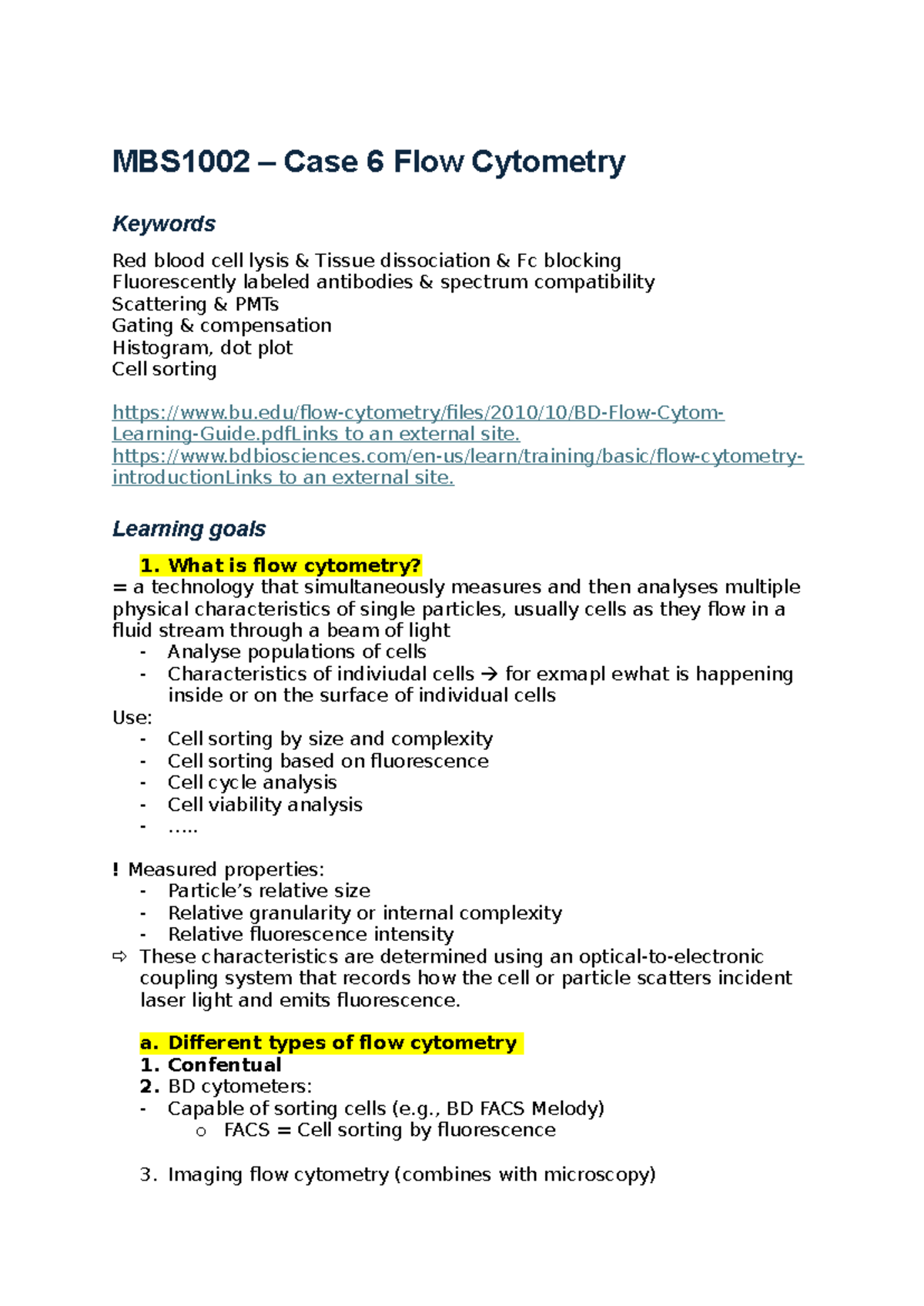 MBS1002 – Flow Cytometry Principles and Techniques in Case Study 6 ...