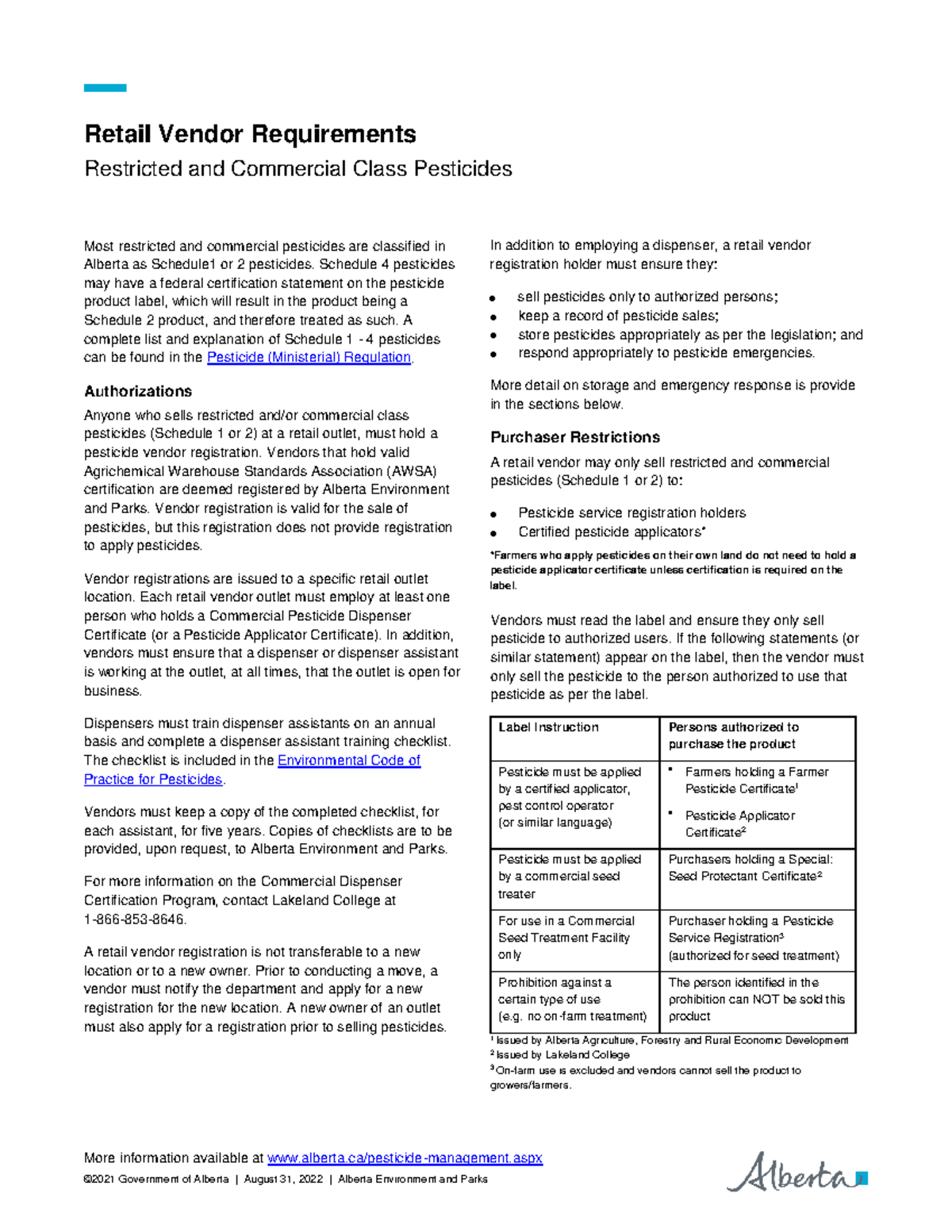 AEP Retail Vendor Requirements for Restricted & Commercial Pesticides ...
