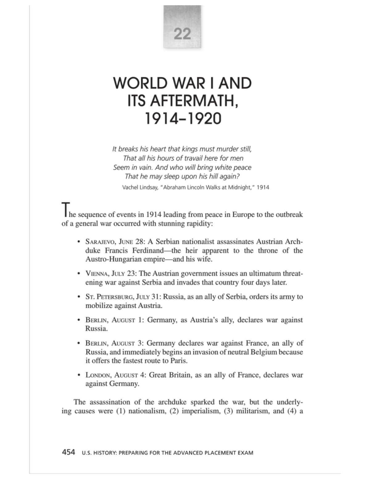 Amsco Ch 22: World War I and Its Aftermath Overview and Key Events ...