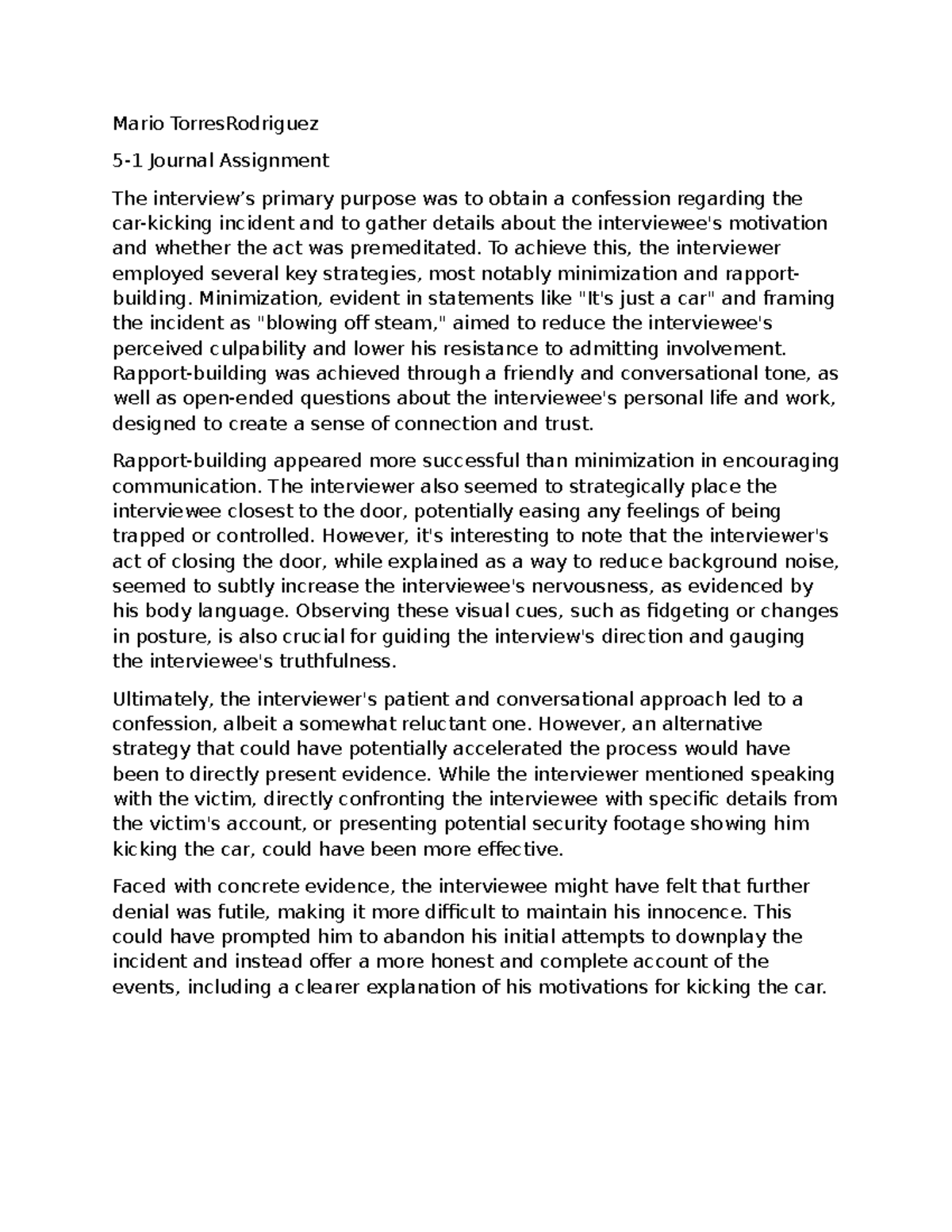 5-1 Journal Assignment: Interview Strategies and Confession Analysis ...
