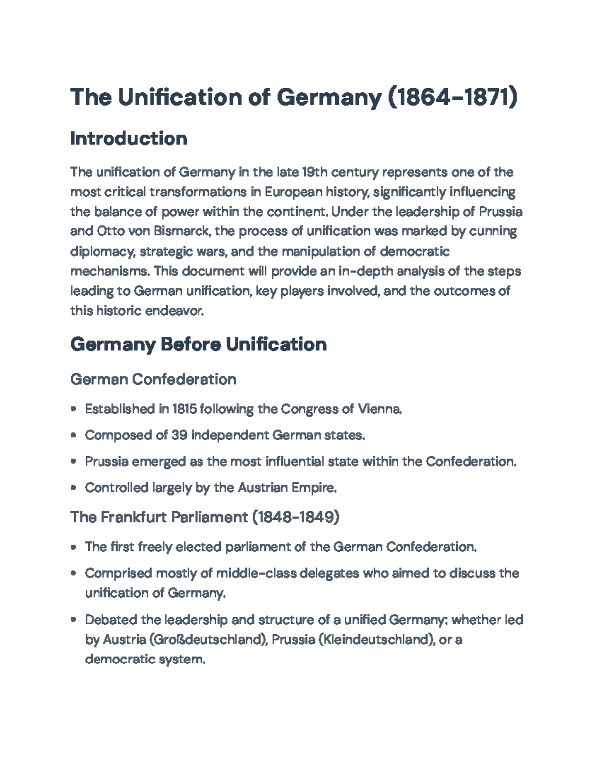 The Unification of Germany (1864-1871): Key Events and Figures - The ...