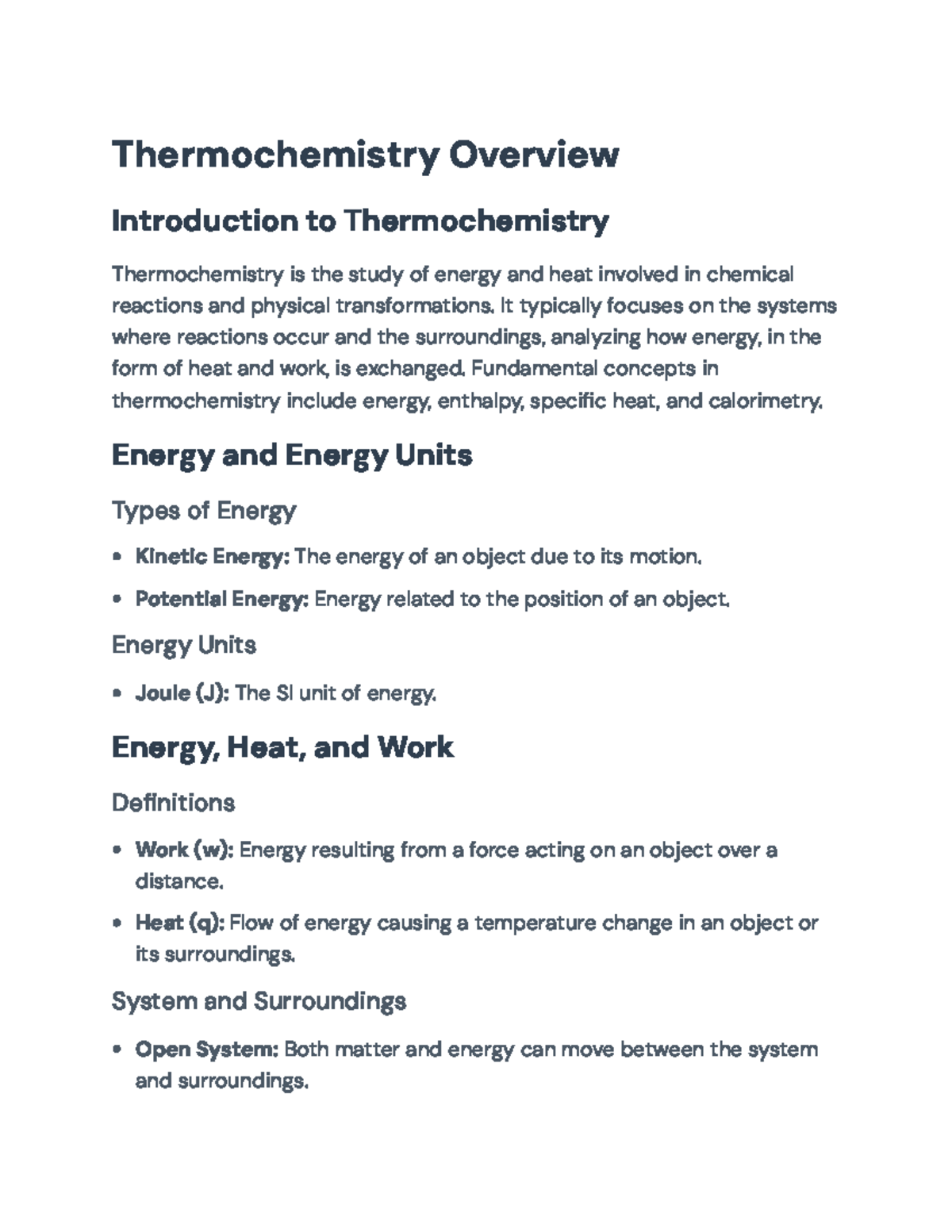 Thermochemistry Overview: Key Concepts and Example Problems ...