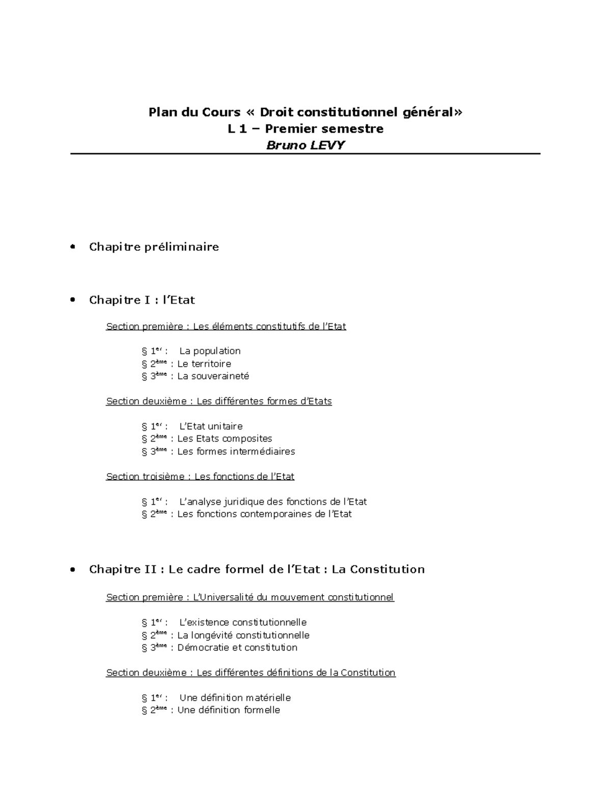 Droit Constitutionnel L1 - Guide de Méthodologie et Plan de Cours - Studocu
