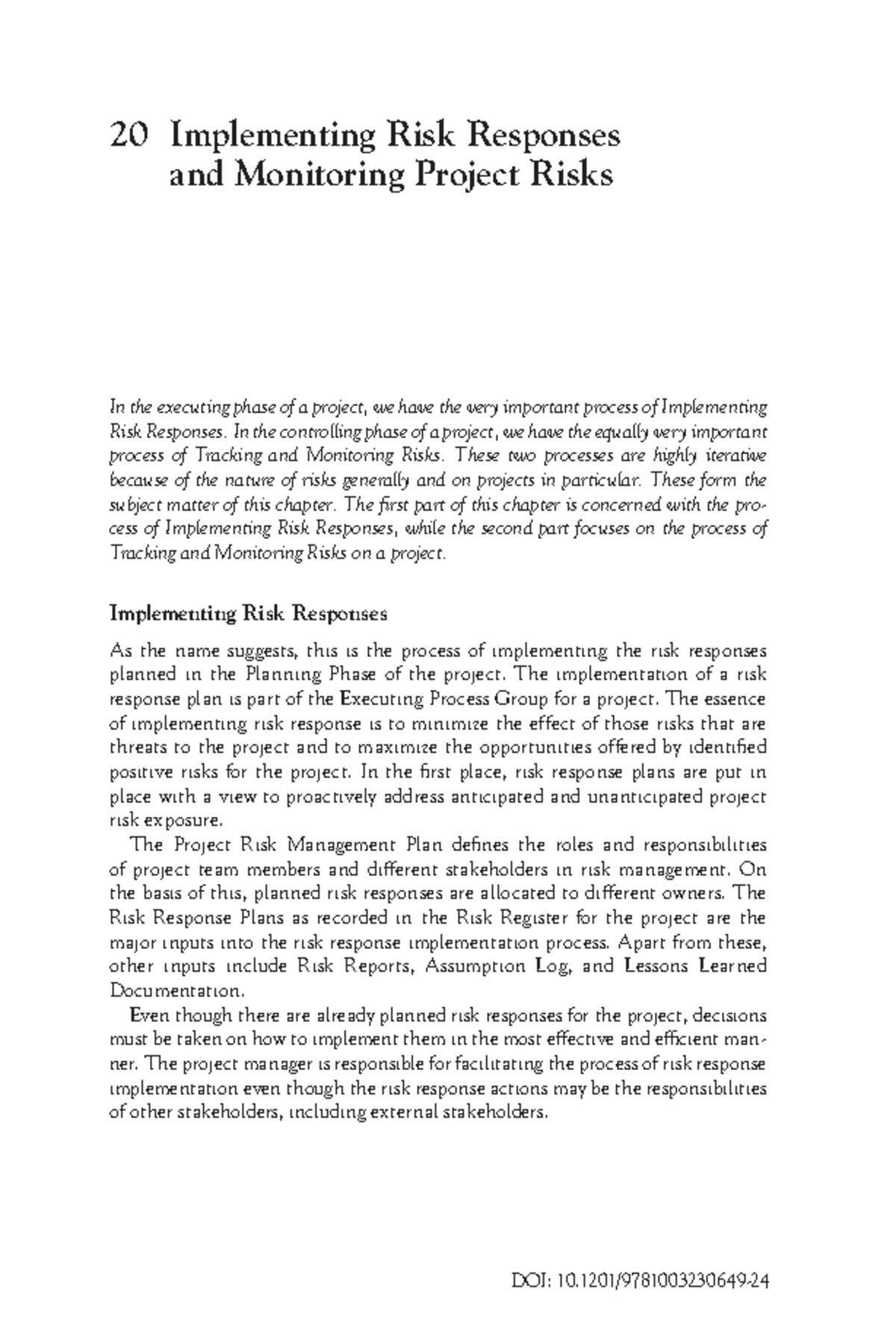 Implementing Risk Responses and Monitoring Project Risks 25 04 10 16 57 ...