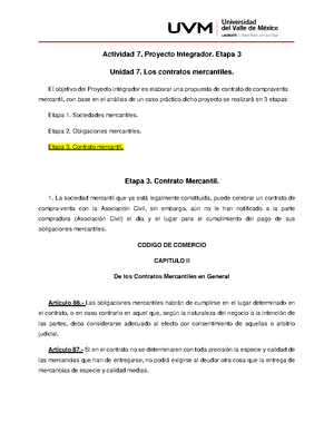 A4 - sociedades mercantiles - Proyecto integrador 1 Sociedades Mercantiles Nombre Materia ...