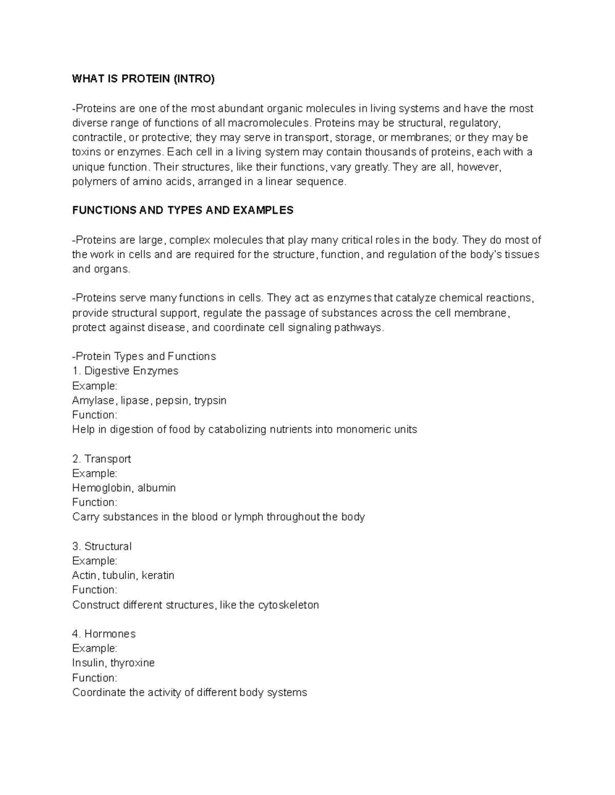 Protein Functions and Types: An Introductory Overview (Research) - Studocu