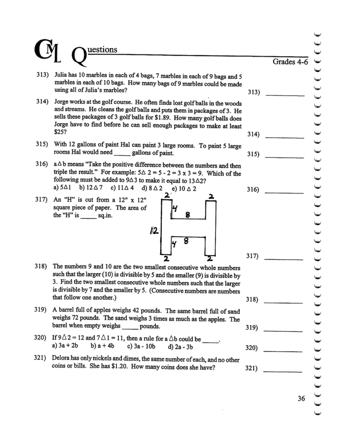 Continental Math League HW - G r a d e s 4 - 6 313) Julia has 10 ...