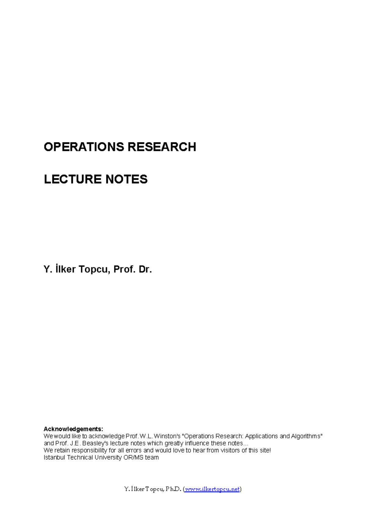 OR - Operations Research Lecture Notes Summary - Studocu