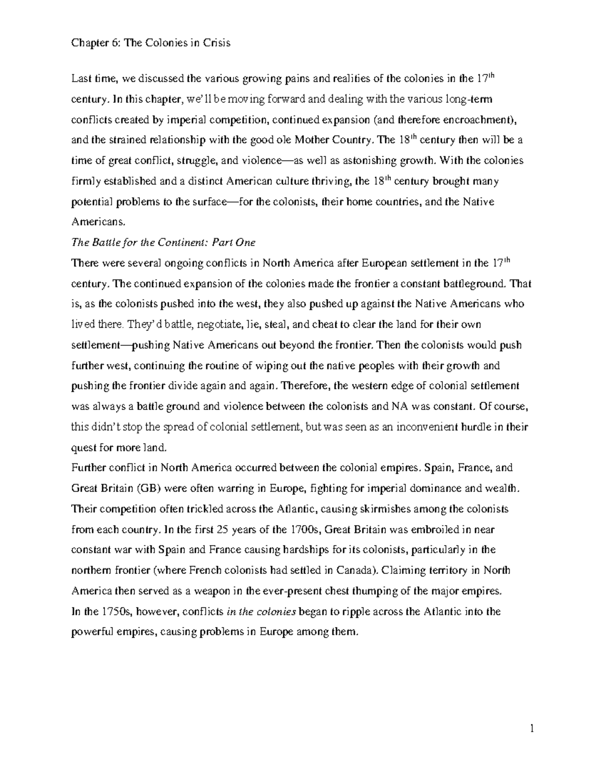 Chapter 6: The Colonies in Crisis - Colonial Resistance and the Path to ...