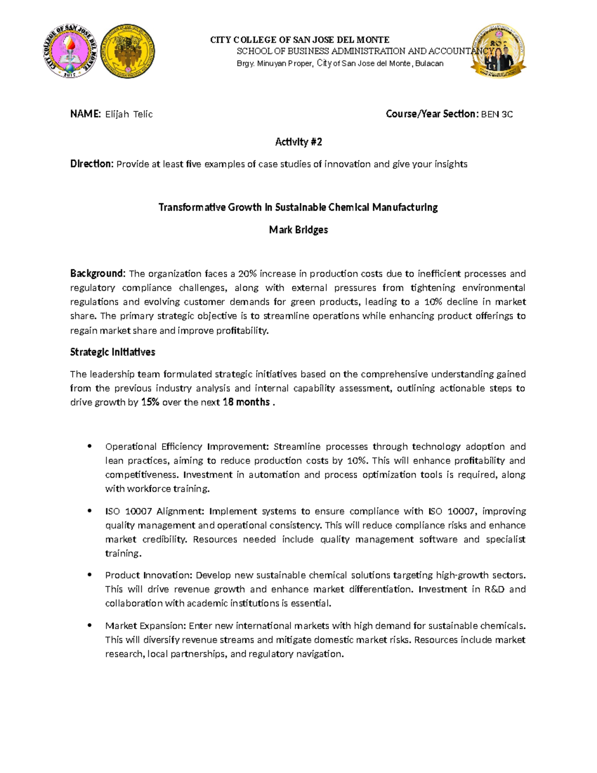 Activity-2-Innovation-Management - Telic - SCHOOL OF BUSINESS ...