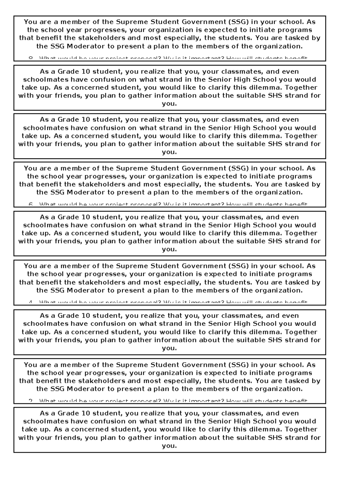 Grade 10 SSG Project Proposal: Clarifying SHS Strand Choices - Studocu