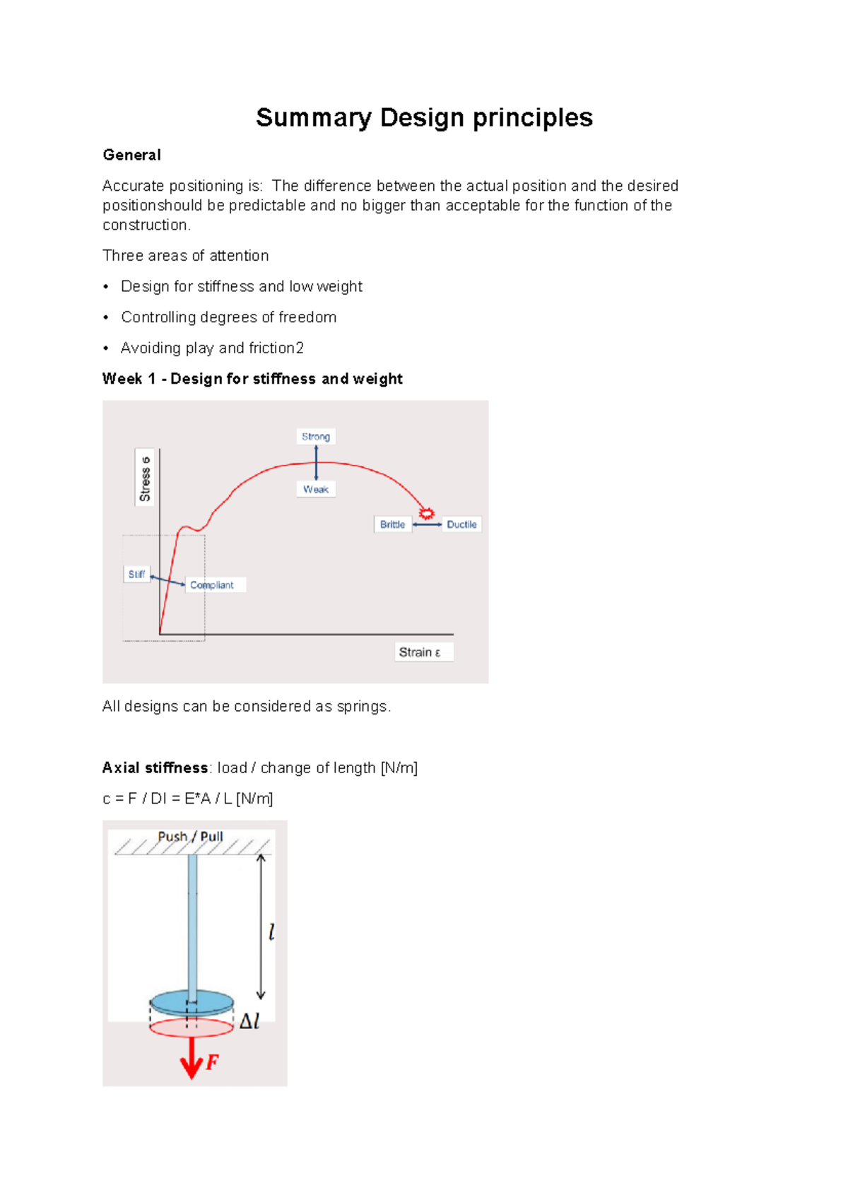 Summary of Design Principles: Stiffness, Freedom Control, and Friction ...