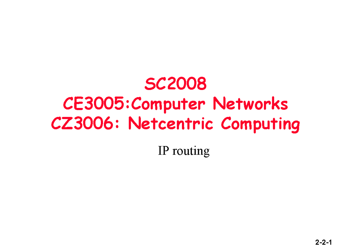 SC2008 CE3005: Computer Networks Tutorial 2 Solutions - Studocu