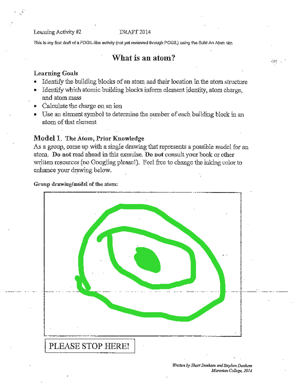 ashley- Build Atom - Learning Activity DRAFT 2014 This is my first draft of a POGiL-Iike ...
