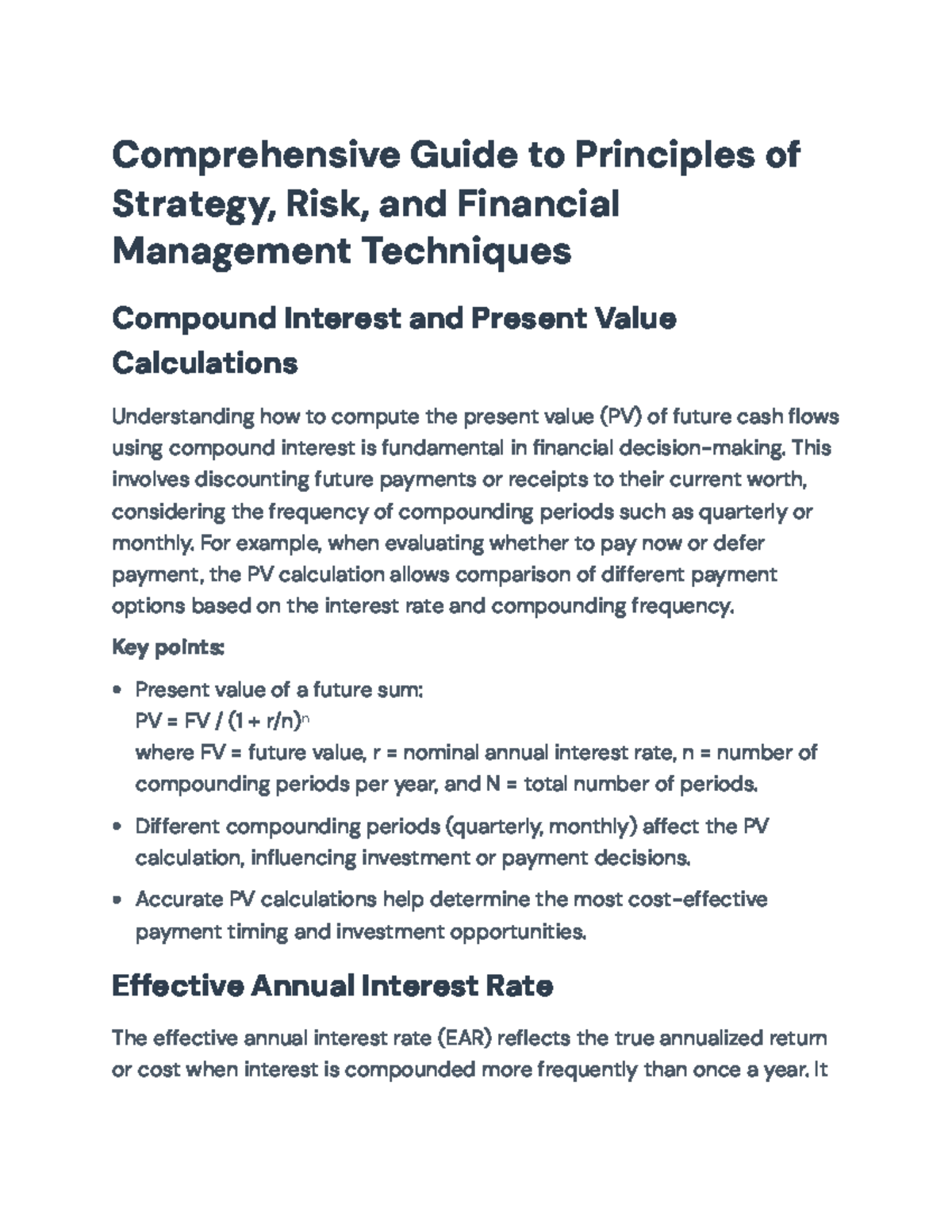 Comprehensive Guide to STRATEGY, RISK & FINANCIAL MGMT Techniques - Studocu