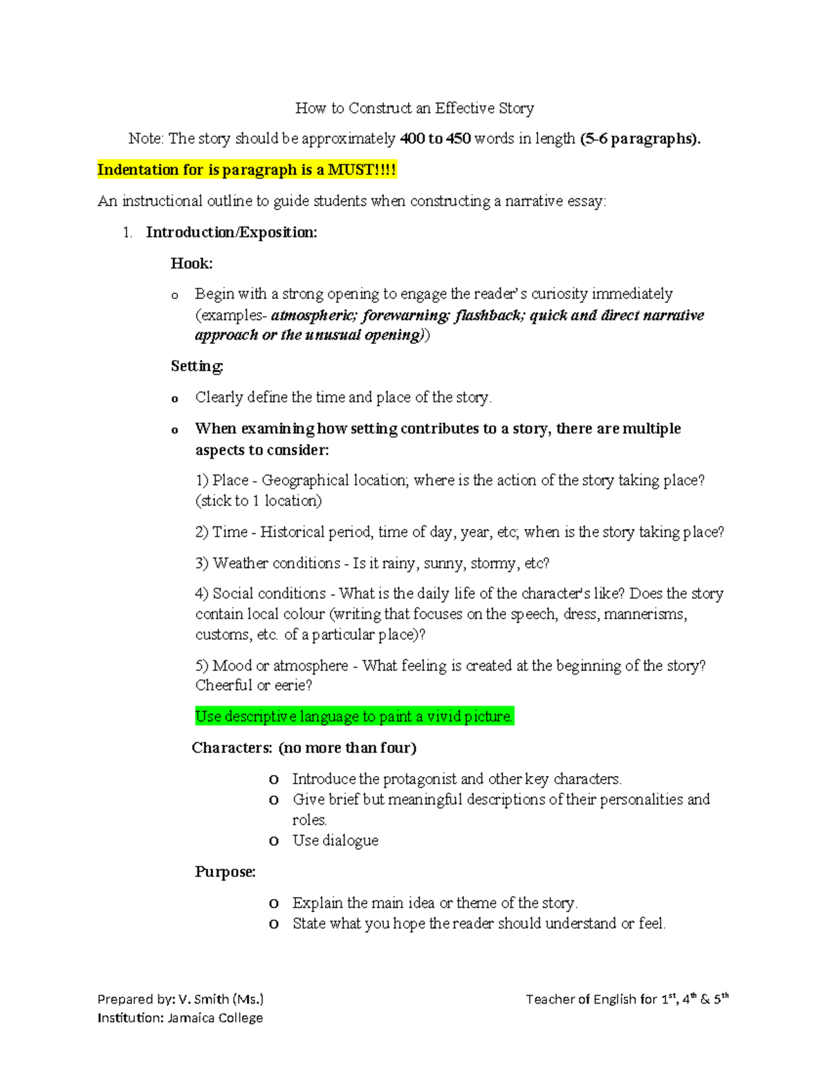 CSEC English A: Story Writing Outline for Effective Narrative ...