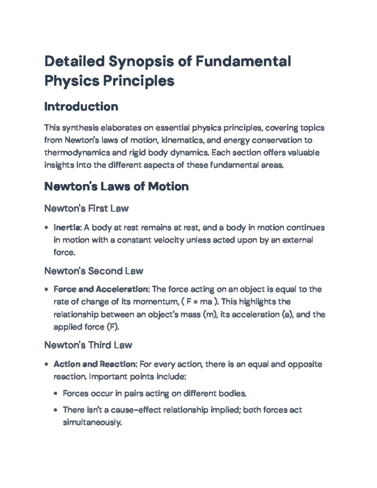 Fundamental Physics Principles Overview and Key Concepts - Detailed ...