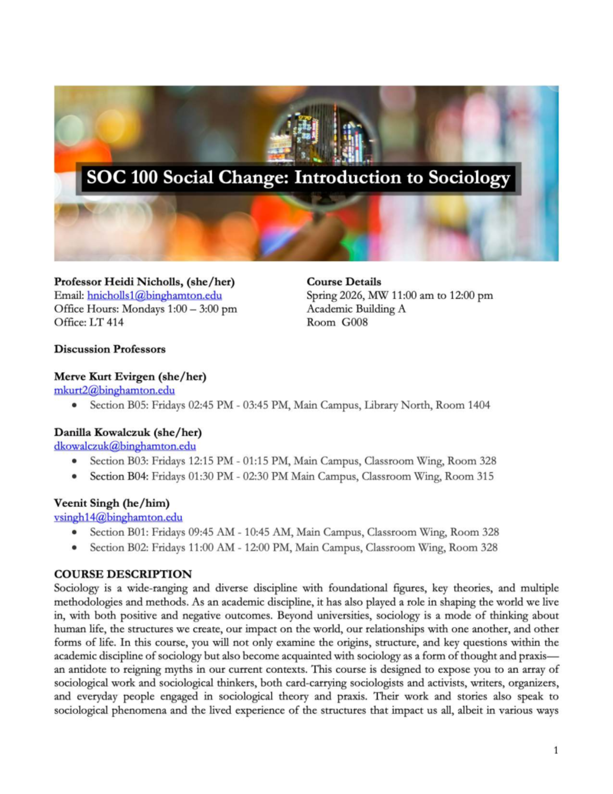 SOC 100: Syllabus for Introduction to Sociology - Spring 2026 - Studocu