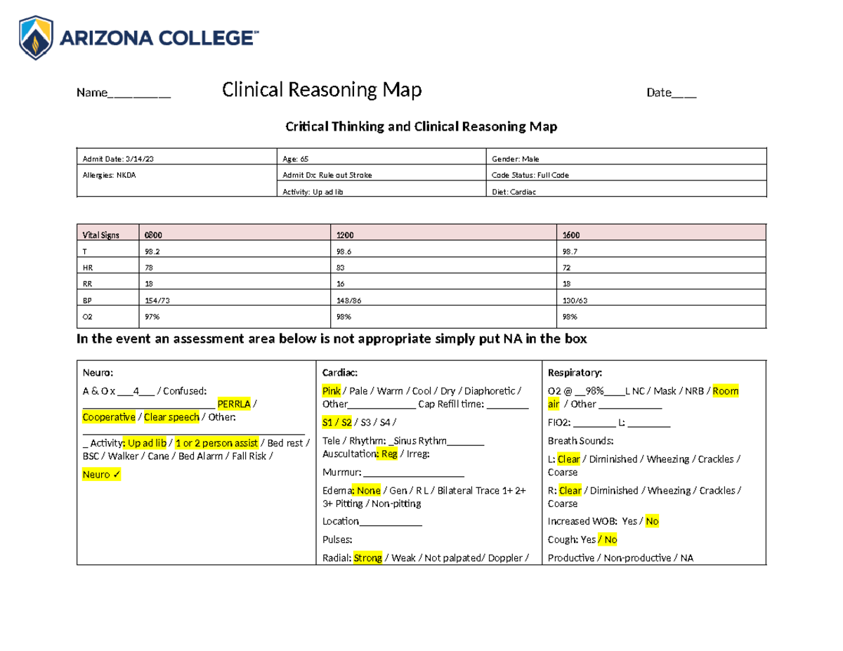 Critical map 2 - coursework material - Critical Thinking and Clinical ...
