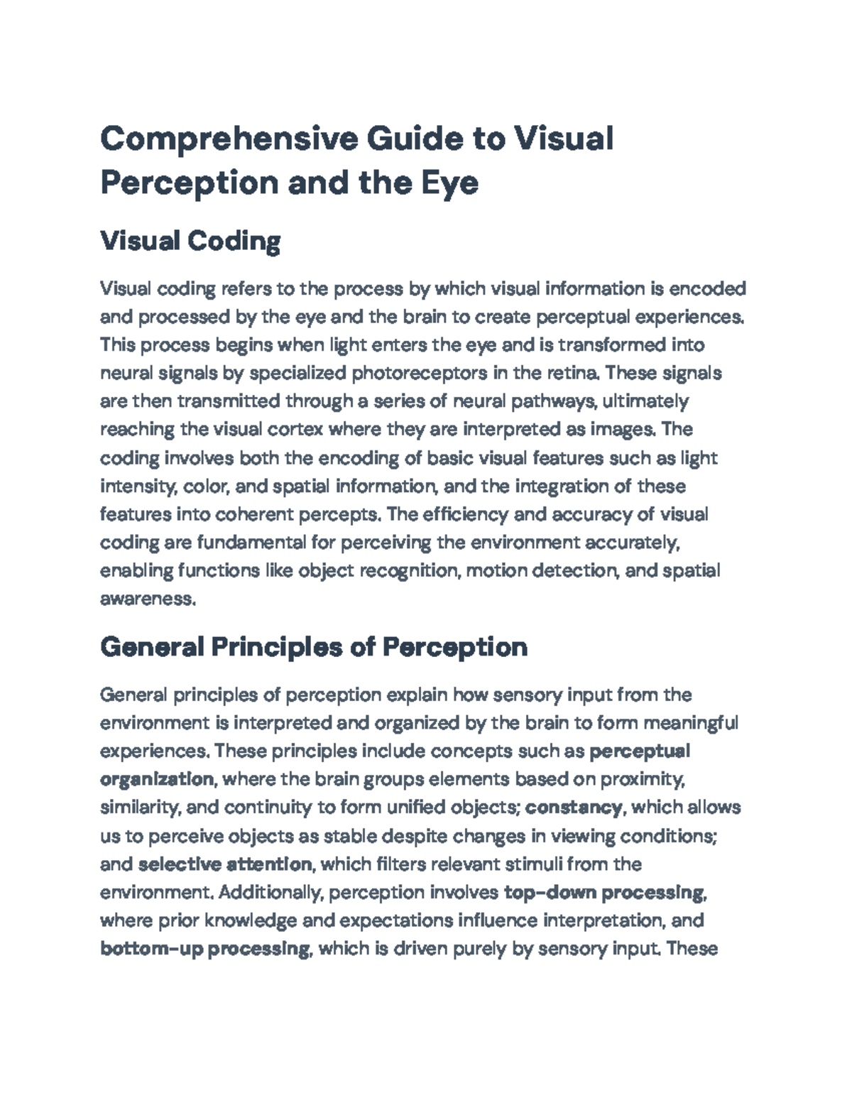Comprehensive Overview of Visual Perception & Eye Anatomy (PSY 101) - Studocu