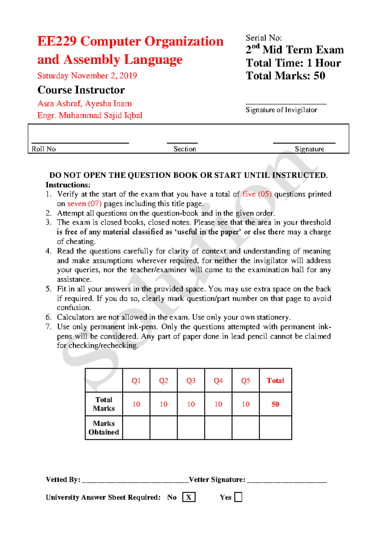 EE 229 Midterm Exam: Assembly Language Questions & Answers - Studocu