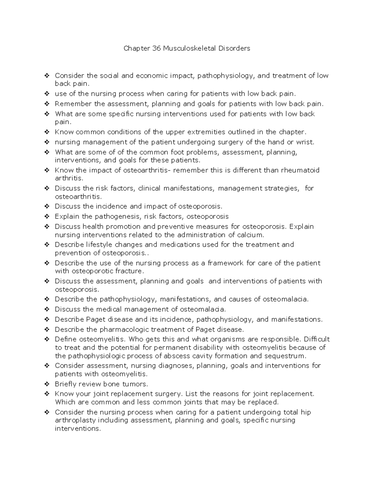 Chapter 36: Musculoskeletal Disorders - Nursing Management ...