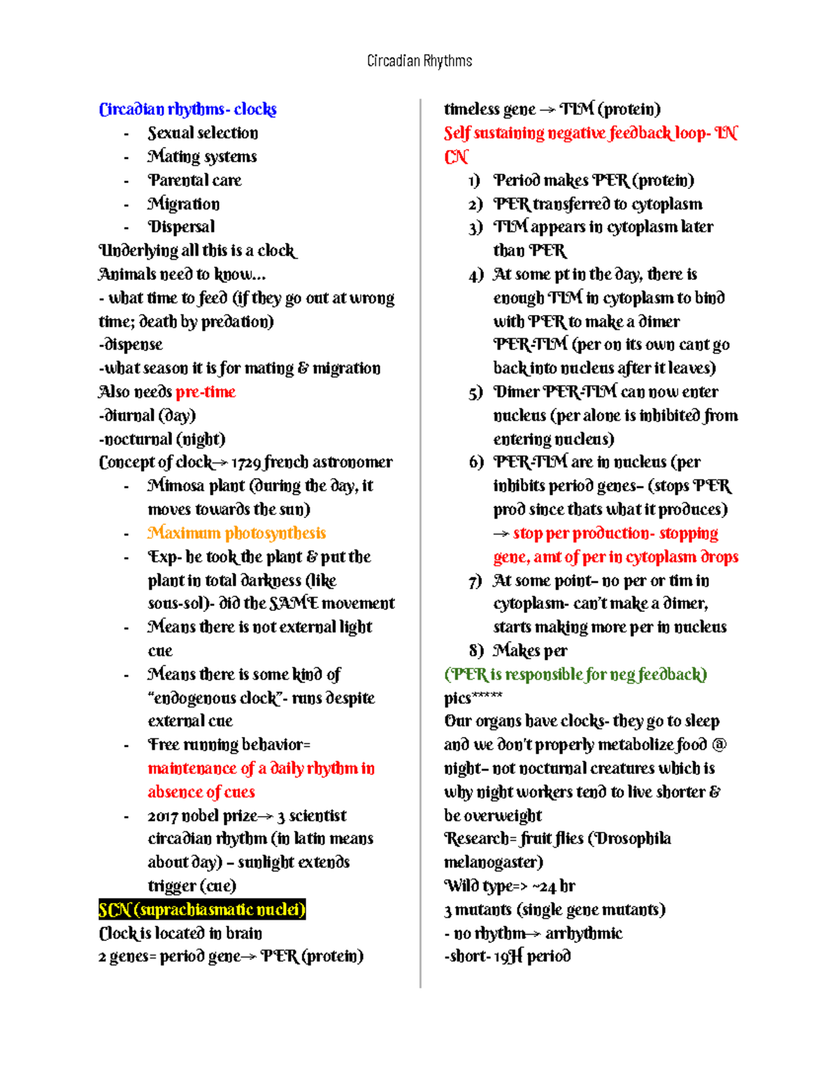 Evol Animal Behavior Notes (12): Circadian Rhythms & Mating Systems ...