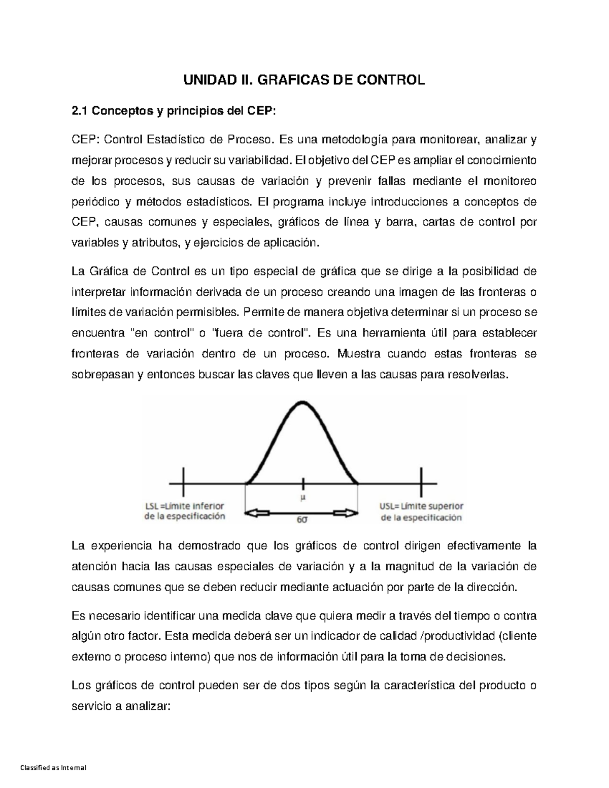 Gráficas de Control y Muestreo en CEP (Unidad II) - Studocu