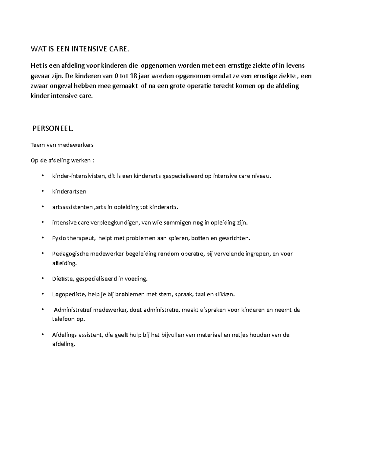 Engels spreekbeurt over Kinder Intensive Care: Inleiding & Regels ...
