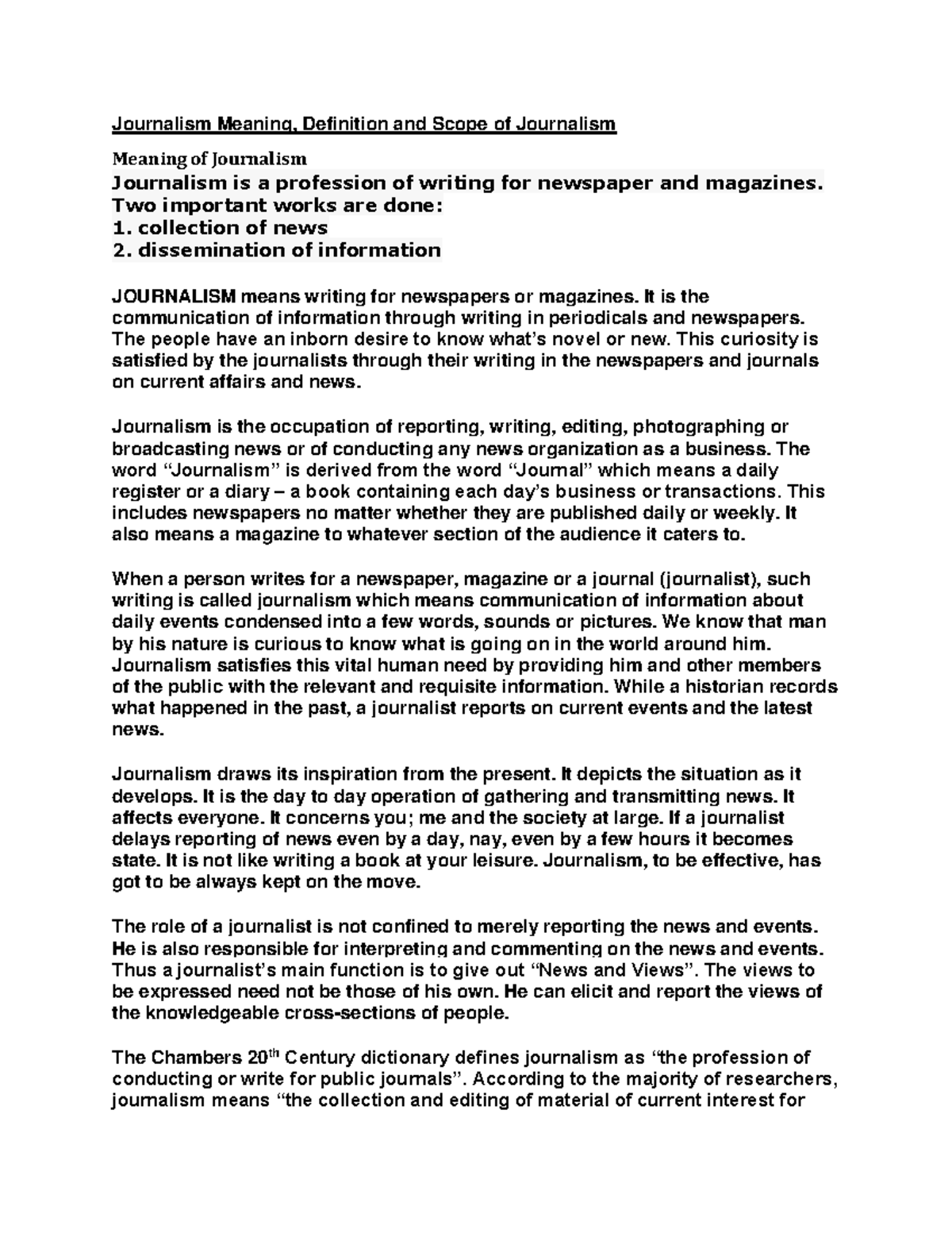 508451839 Unit 1: Intro to Journalism - Meaning & Functions Explained ...