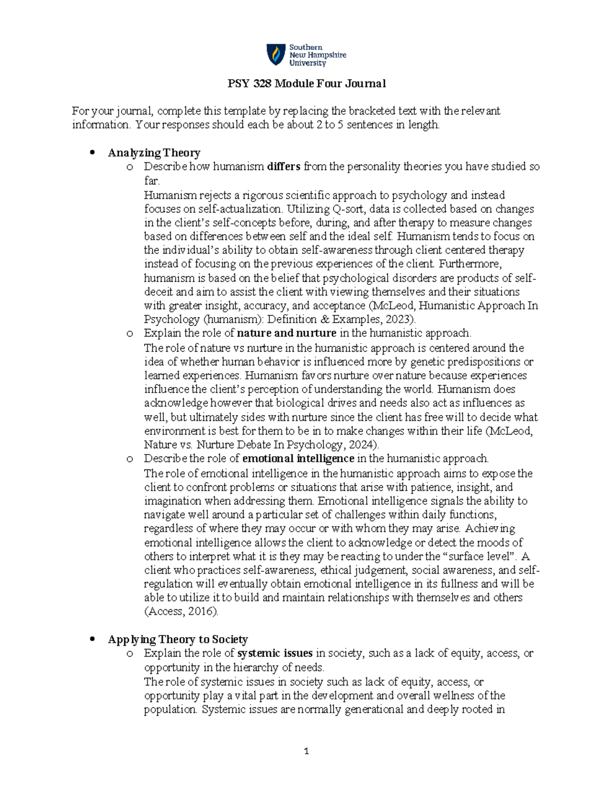 PSY 328 Module Four Journal - PSY 328 Module Four Journal For your ...