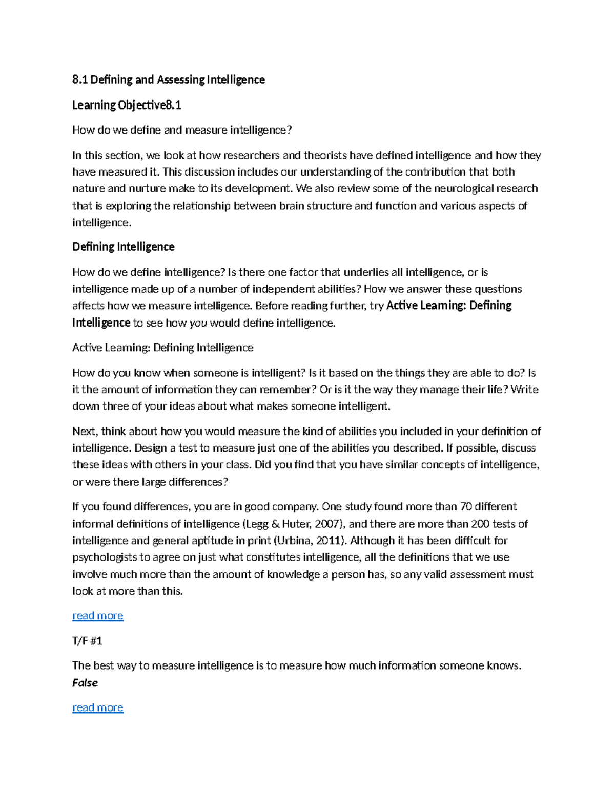 Measuring and Defining Intelligence: An Educational Overview (PSY 101 ...