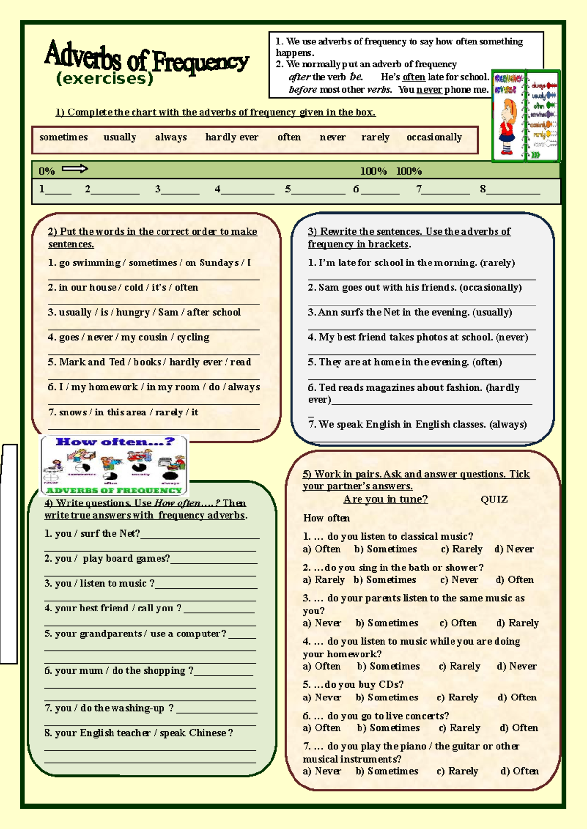 Adverbs of Frequency Exercises (Grammar Drills) - 86617 - Studocu