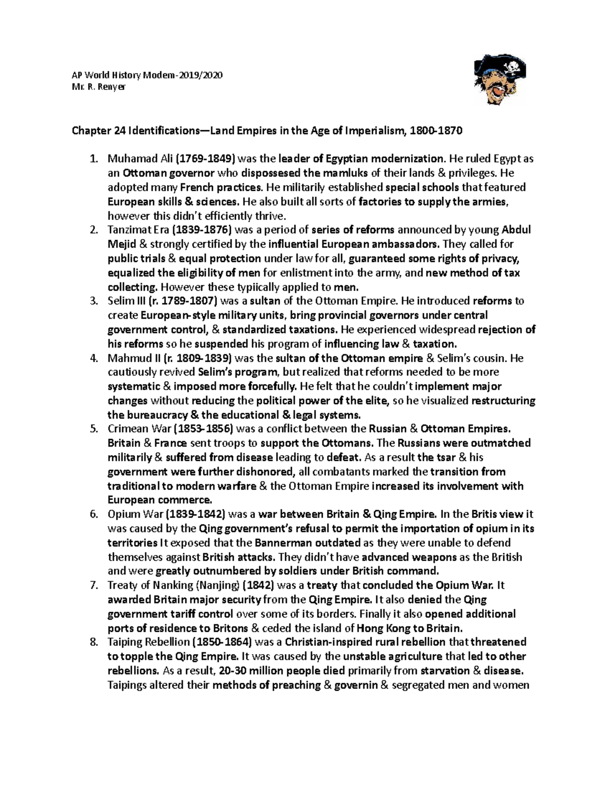 AP World History Modern - Chapter 24 Identifications: Empires & Reforms ...