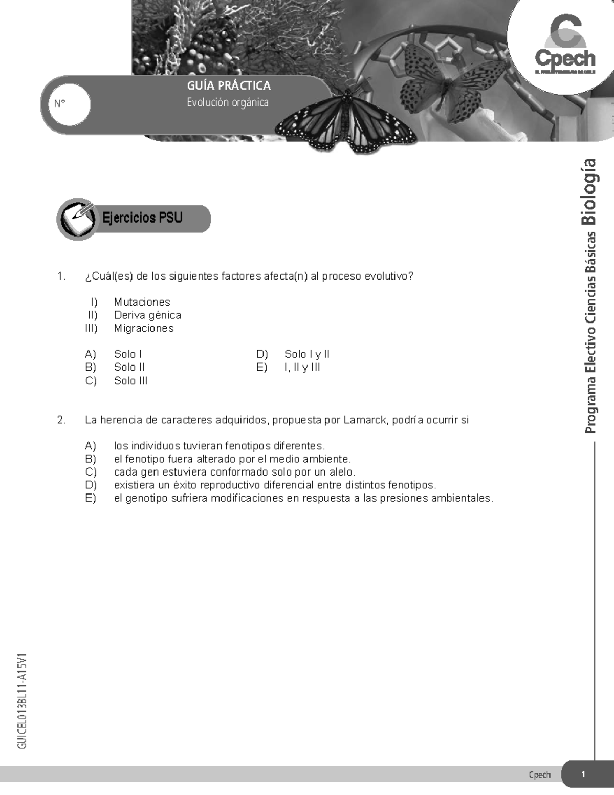 Guía Práctica de Evolución Orgánica - Electivo Ciencias Básicas ...