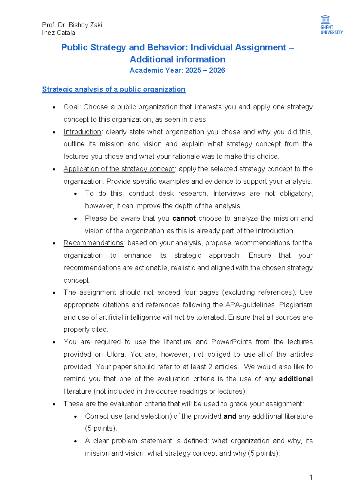 PSB 2025-2026: Individual Assignment on Public Strategy Analysis - Studocu