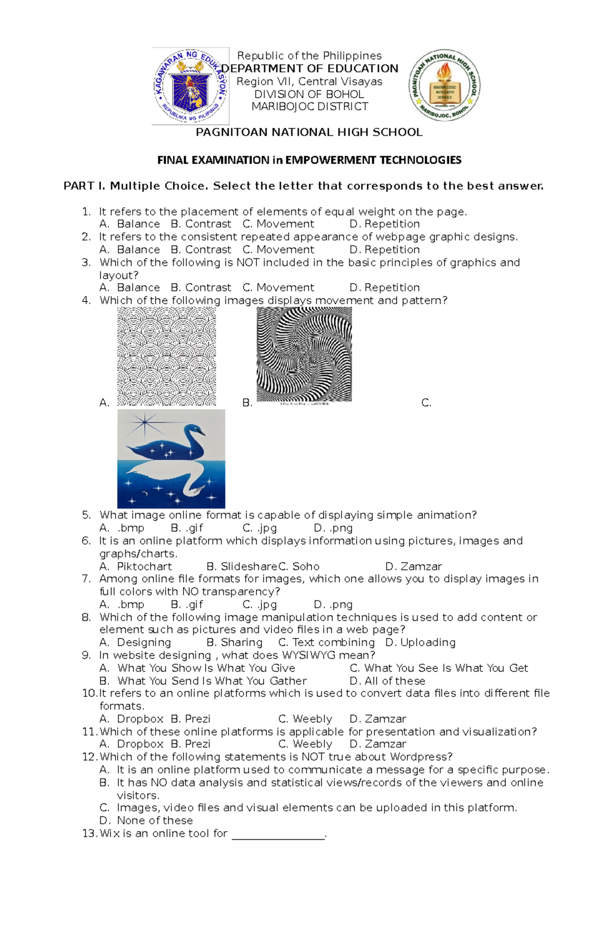 Final Exam: Empowerment Technologies (ET 101) Multiple Choice Questions ...