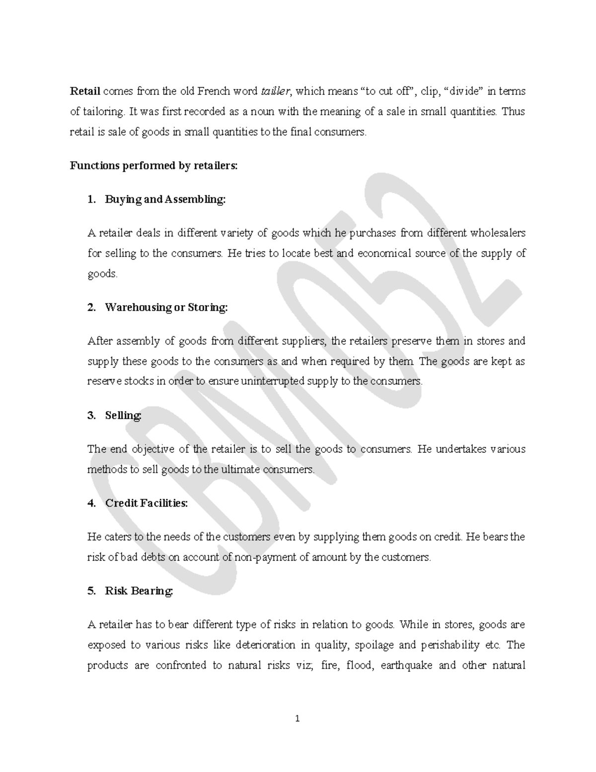 Introduction to Retail & Merchandising Mgmt: Key Functions & Phases - Studocu