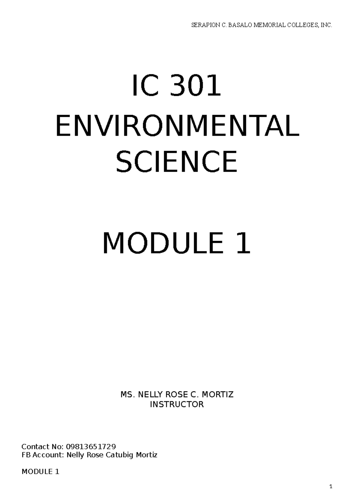 Environmental Science IC 301: Module 1 - Understanding Ecology and Its ...