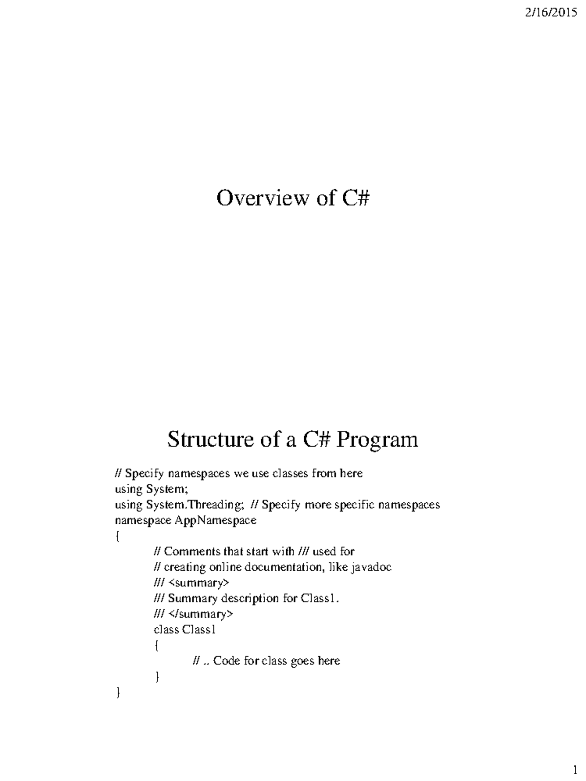 C# Basics Overview: Classes, Structs, and Generics in C# Programming - Studocu