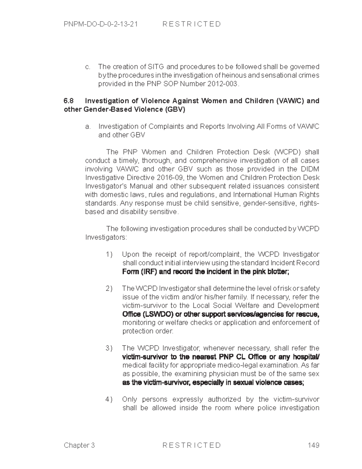 PNP SOP 2012-003: Investigating Violence Against Women & Children - Studocu