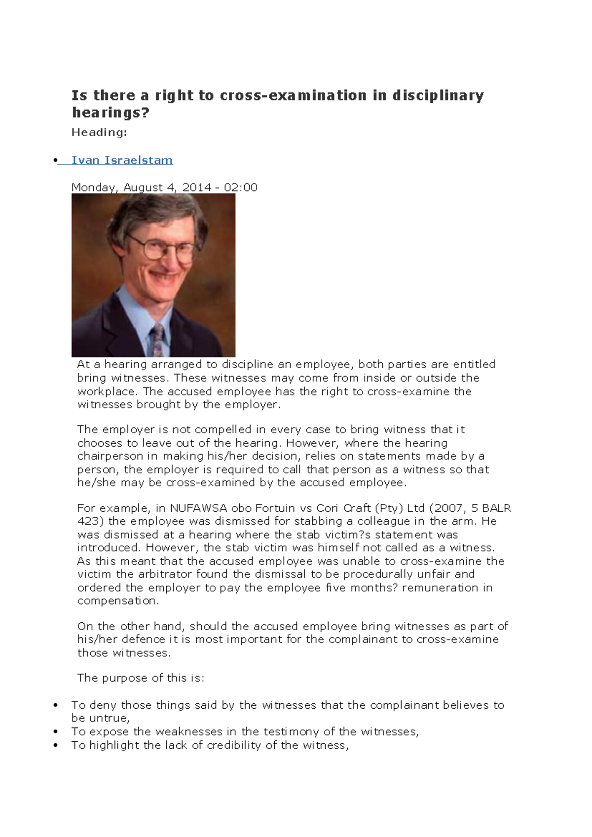 Is There a Right to Cross-Examination in Disciplinary Hearings? - Studocu