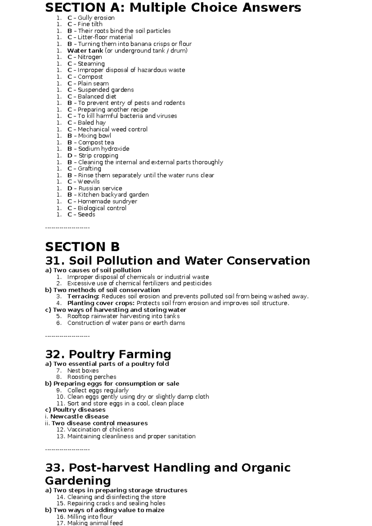 AGN Exam Marking Scheme: Multiple Choice & Short Answers - Studocu