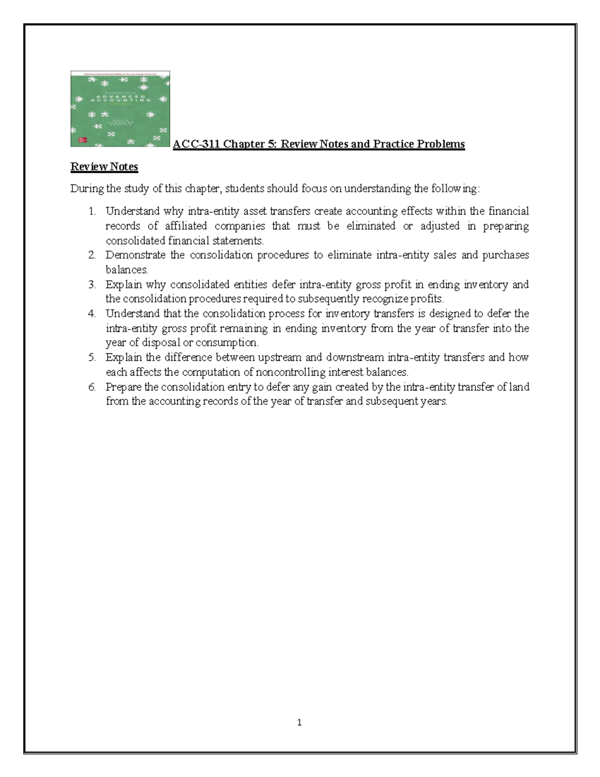 ACC-311 Chapter 5 Review Notes and Practice Problems with answer - ACC ...