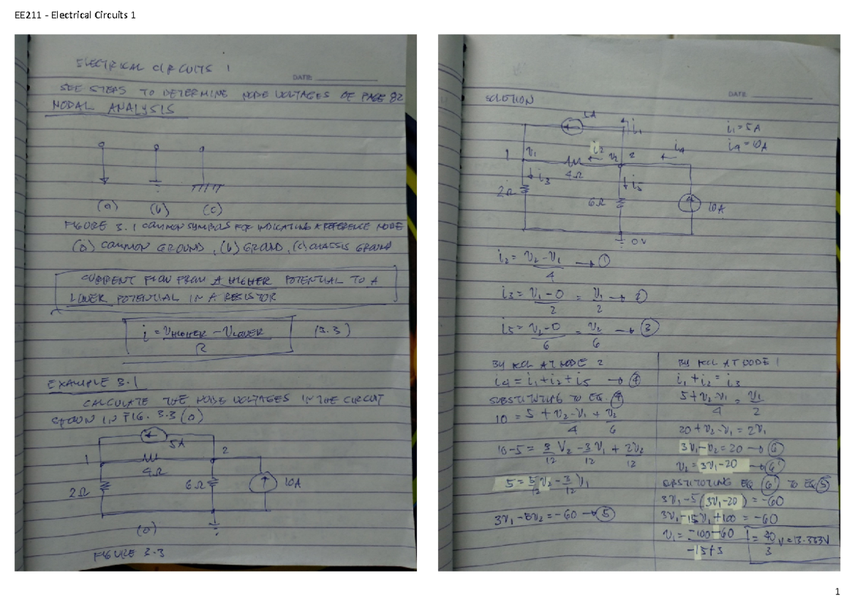 EE211-Task2 - Nothing - BS Electrical Engineering - ‐ Electrical Circuits 1 ‐ Electrical ...