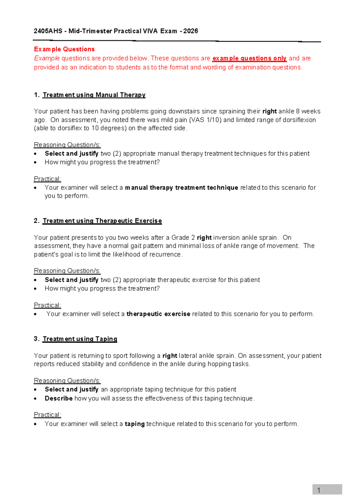 2405AHS End-Tri Practical VIVA Exam Example Questions - Studocu