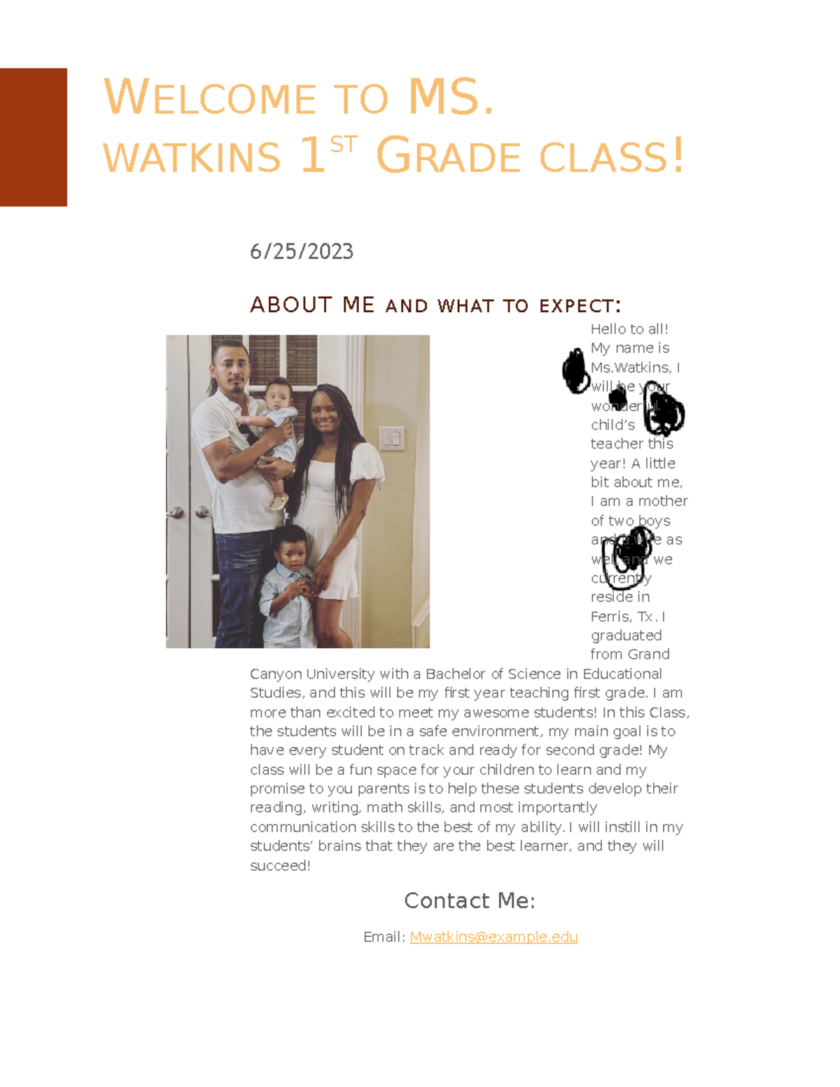 Meet Ms. Watkins: Welcome to First Grade Class - 1st Grade Intro - Studocu