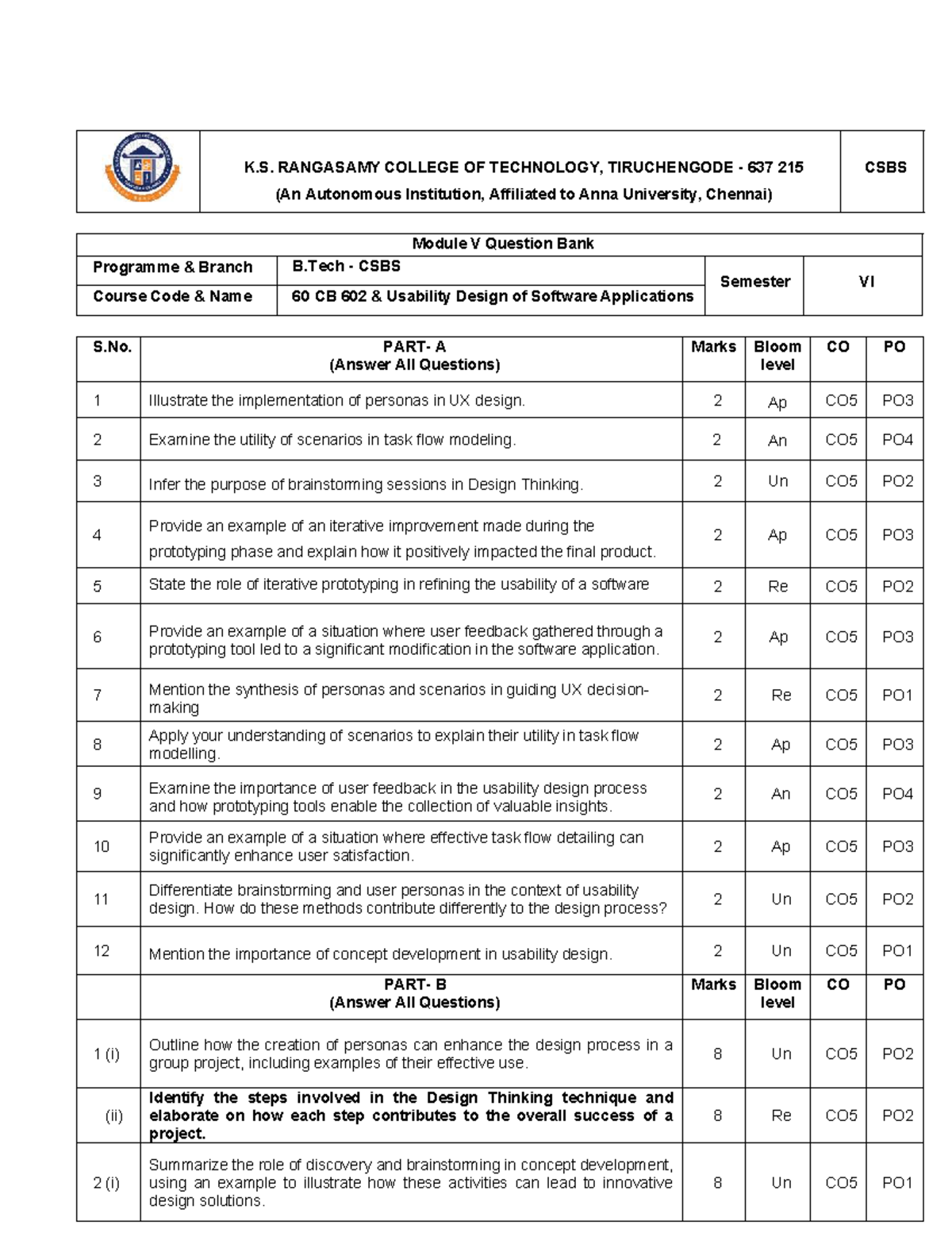 UDSA QB Module 5 - Question Bank - K. RANGASAMY COLLEGE OF TECHNOLOGY ...